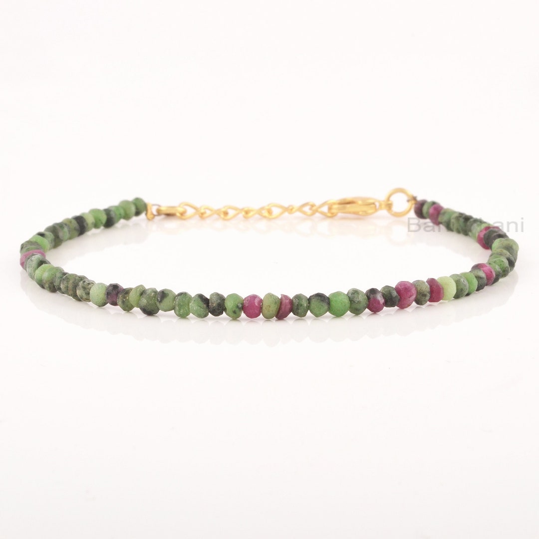 Ruby Zoisite Bracelet, Gemstone Bracelets for Women, Natural Stones Healing Bracelet, Adjustable ...