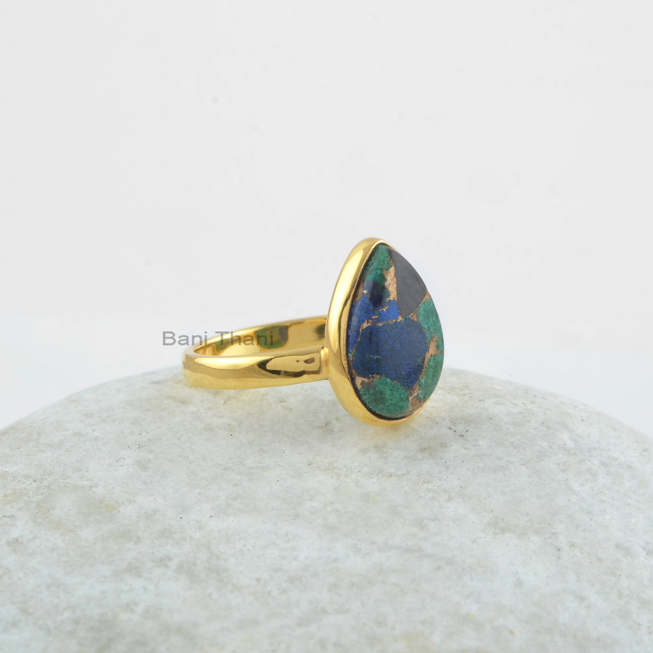 Azurite Ring 10x14mm Pear Shape Azurite Gemstone Silver - Etsy