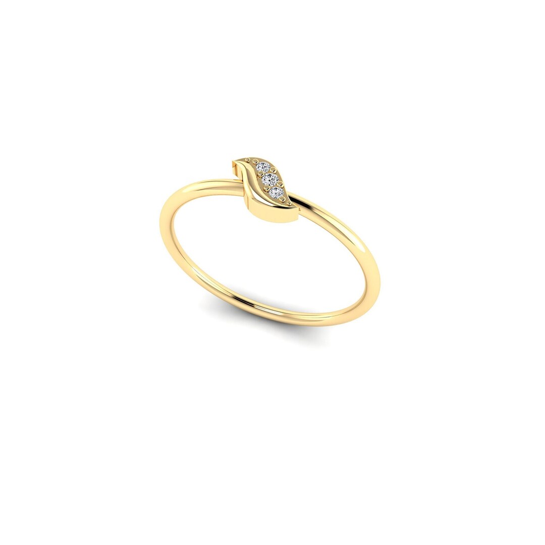 Letter Diamond Ring, Custom Letter Initial Gold Ring, Stackable ...