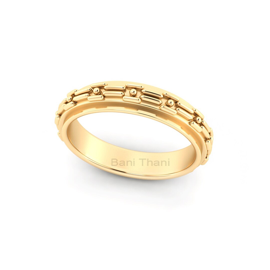 Contemporary Embossed Texture Ring, Designer Ring Band, Minimalist 18k ...