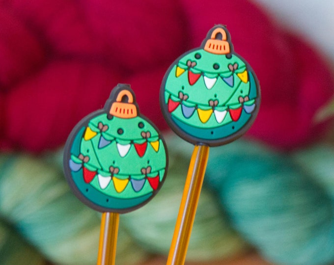 Christmas Tree Ornament Knitting Needle Topper, Bauble Stitch Stopper ...