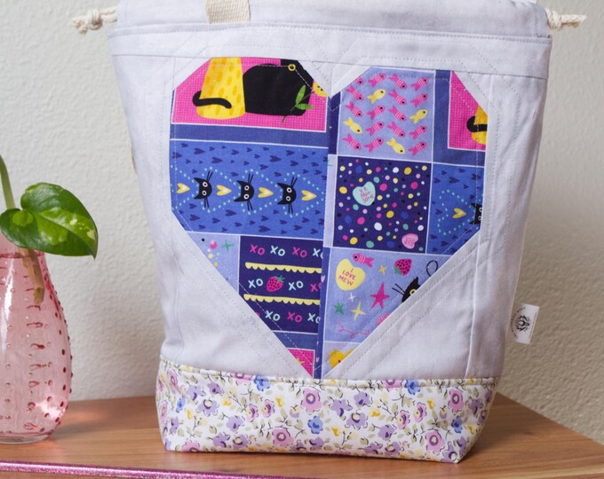 Black Cat Quilted Project Bag, Cute Knitting and Crochet Project Bags ...