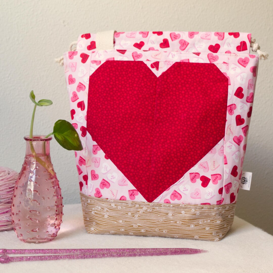 Quilted Heart Project Bag, Cute Knitting and Crochet Project Bags ...