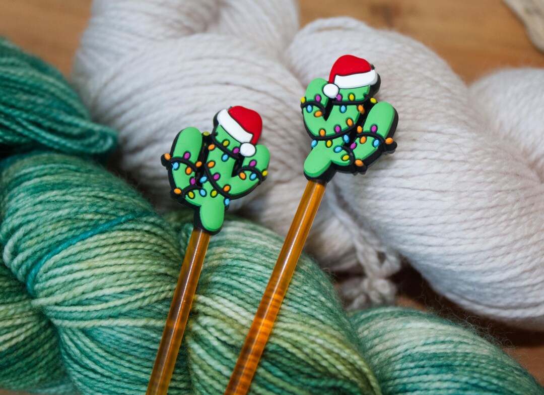 Christmas Cactus Knitting Needle Toppers, Funny Festive Holiday Point ...