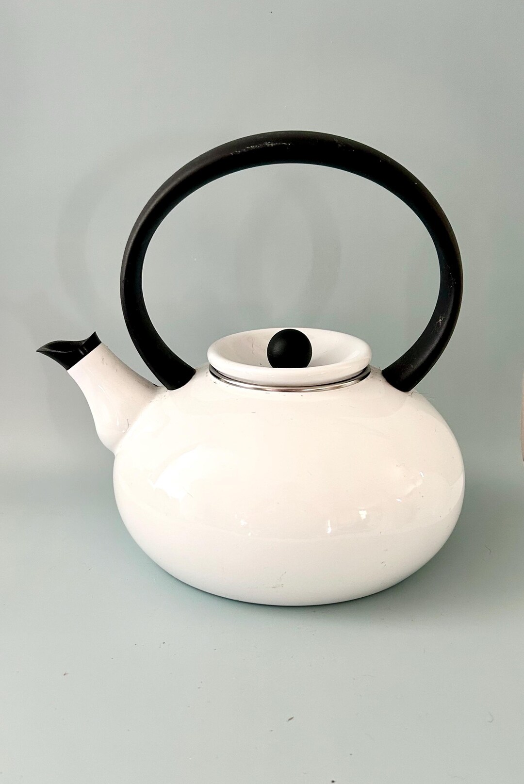 Vintage White Enamel Tea Kettle: Retro Kitchen Decor - Etsy