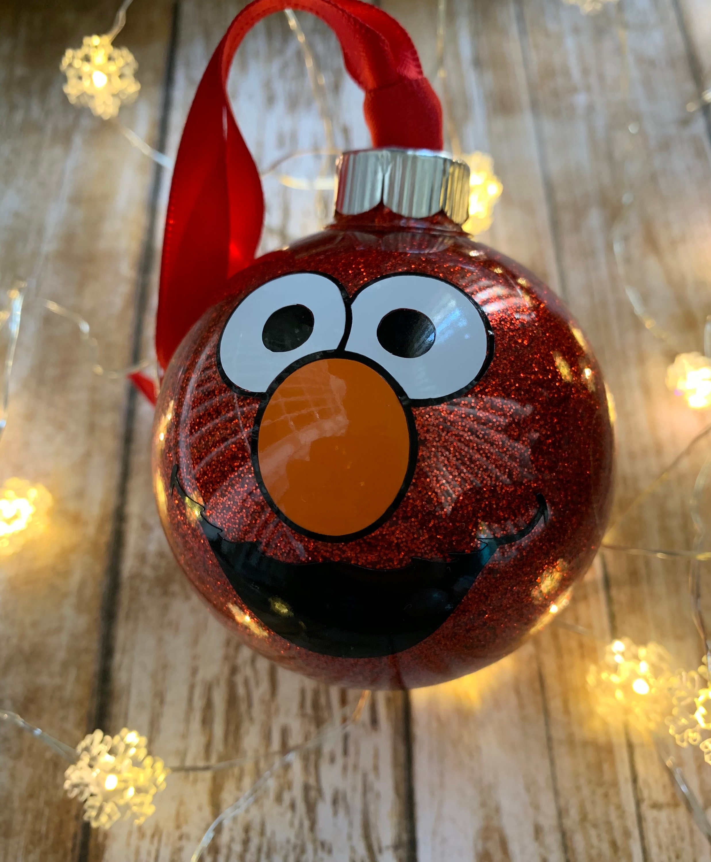 Elmo/cookie Monster Glitter Christmas Ornament - Etsy