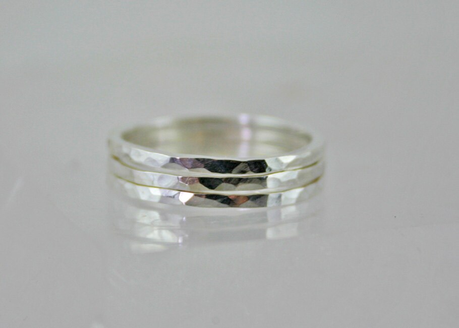 White Gold Hammered Ring 14k White Gold Hammered Gold - Etsy