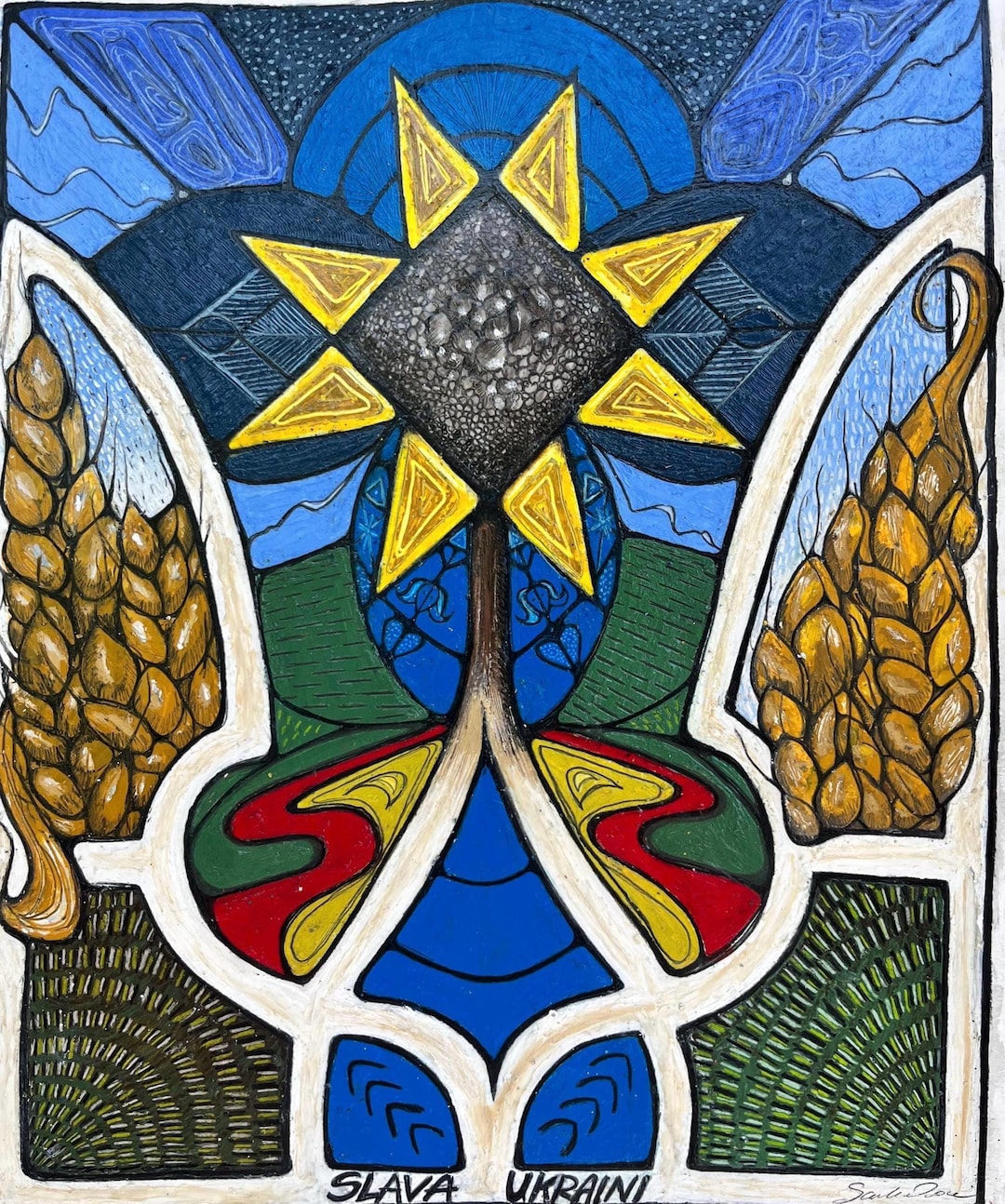 Slava Ukraini (original Drawing) - Etsy