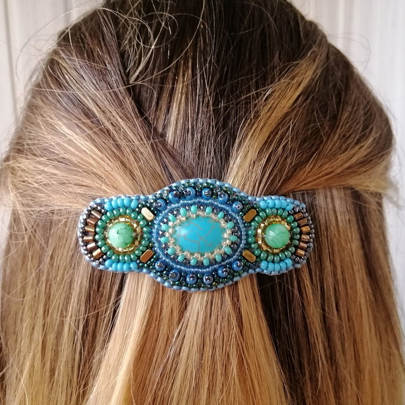 Beaded Hair Barrette - Etsy