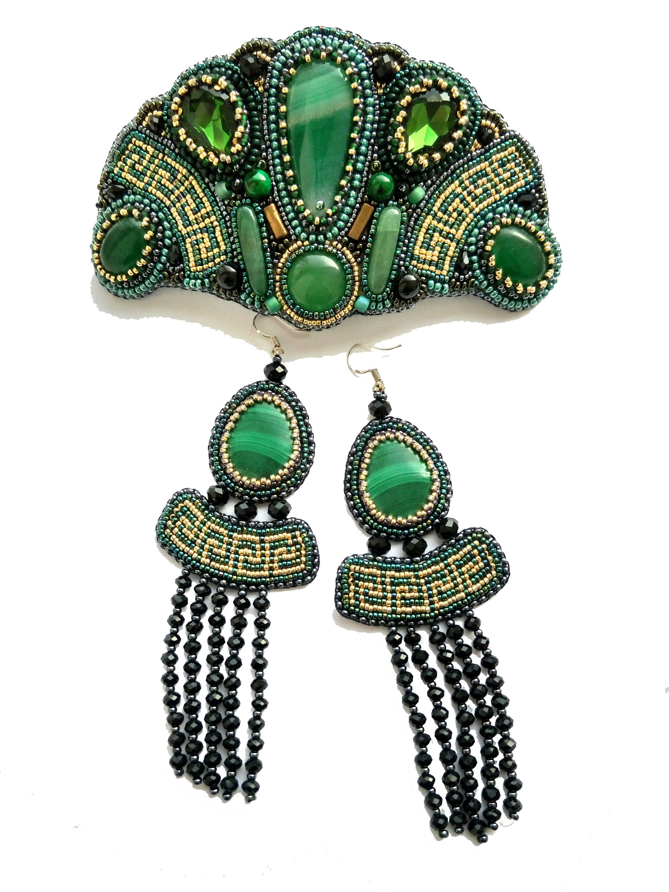 Green Hair Clip Barrette for Women Beaded Hair Clip Gemstone - Etsy