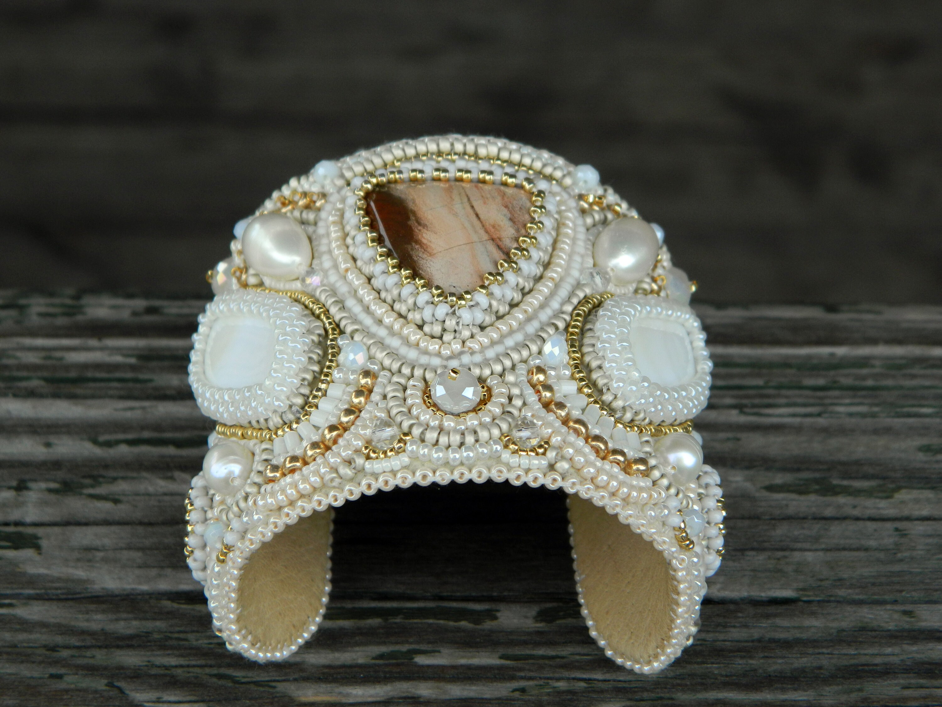 White gold bracelet Pearl cuff bracelet wedding Bead | Etsy