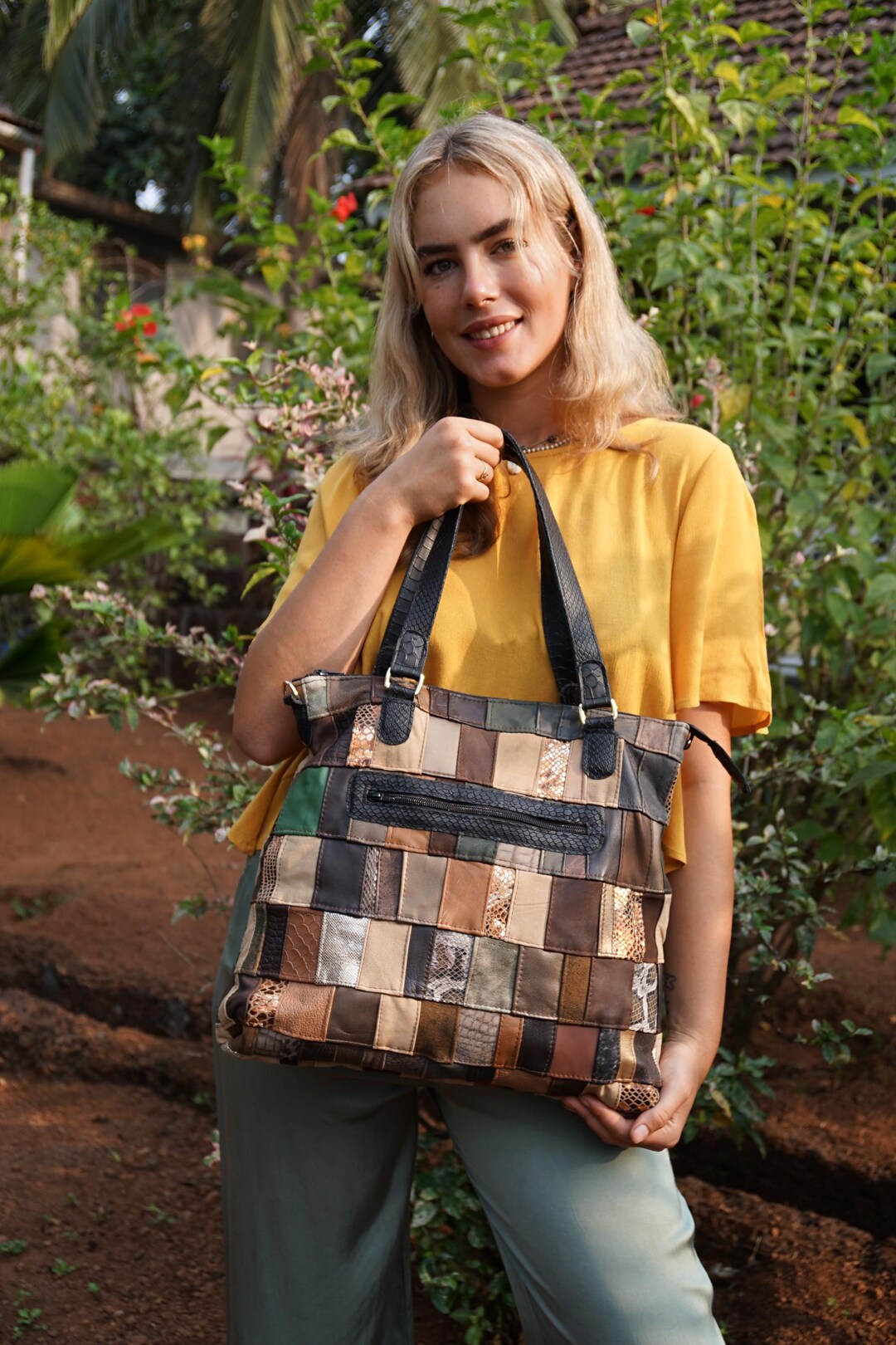 PATCHWORK SHOPPER Large Shoulder Bag - Etsy