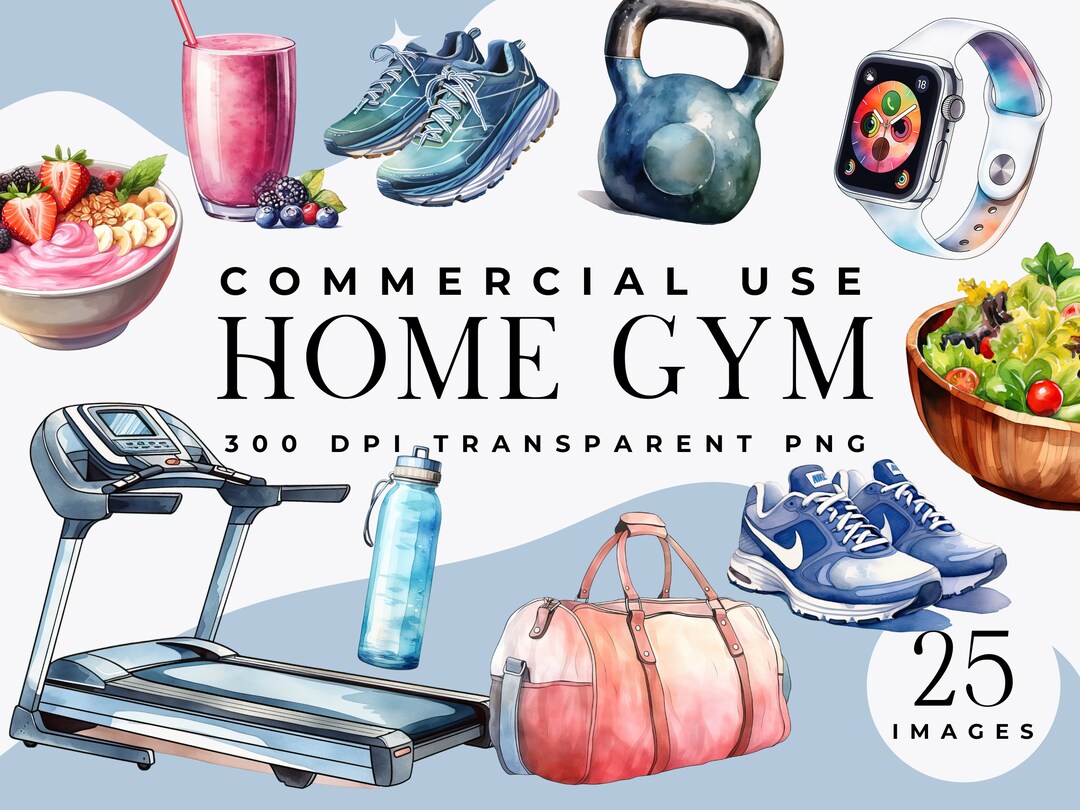 Watercolor Home Gym Clipart - Fitness Girl | Health & Wellness Clip Art ...