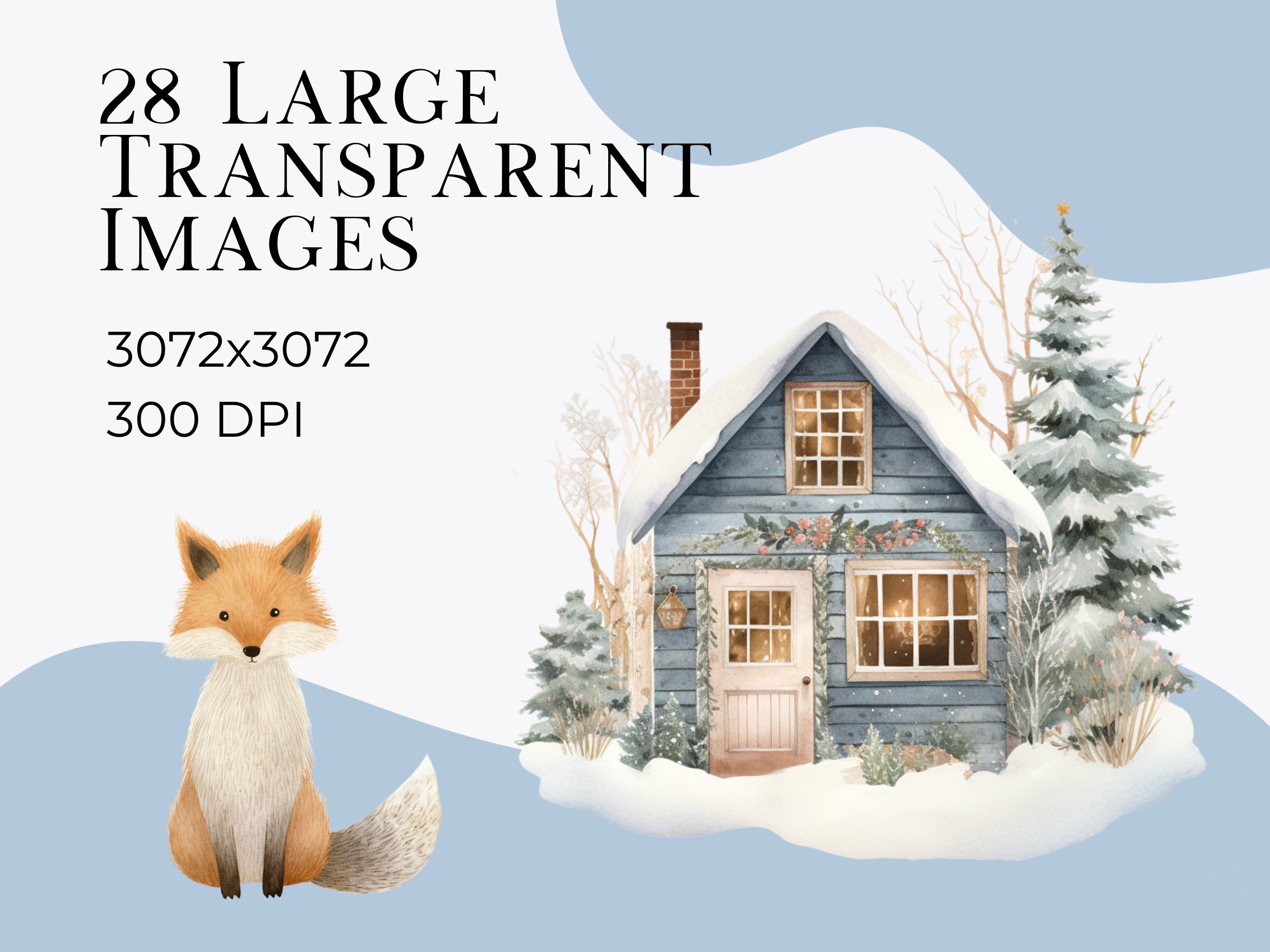 Watercolor Winter Wonderland Clip Art Bundle: Festive Christmas Pngs ...