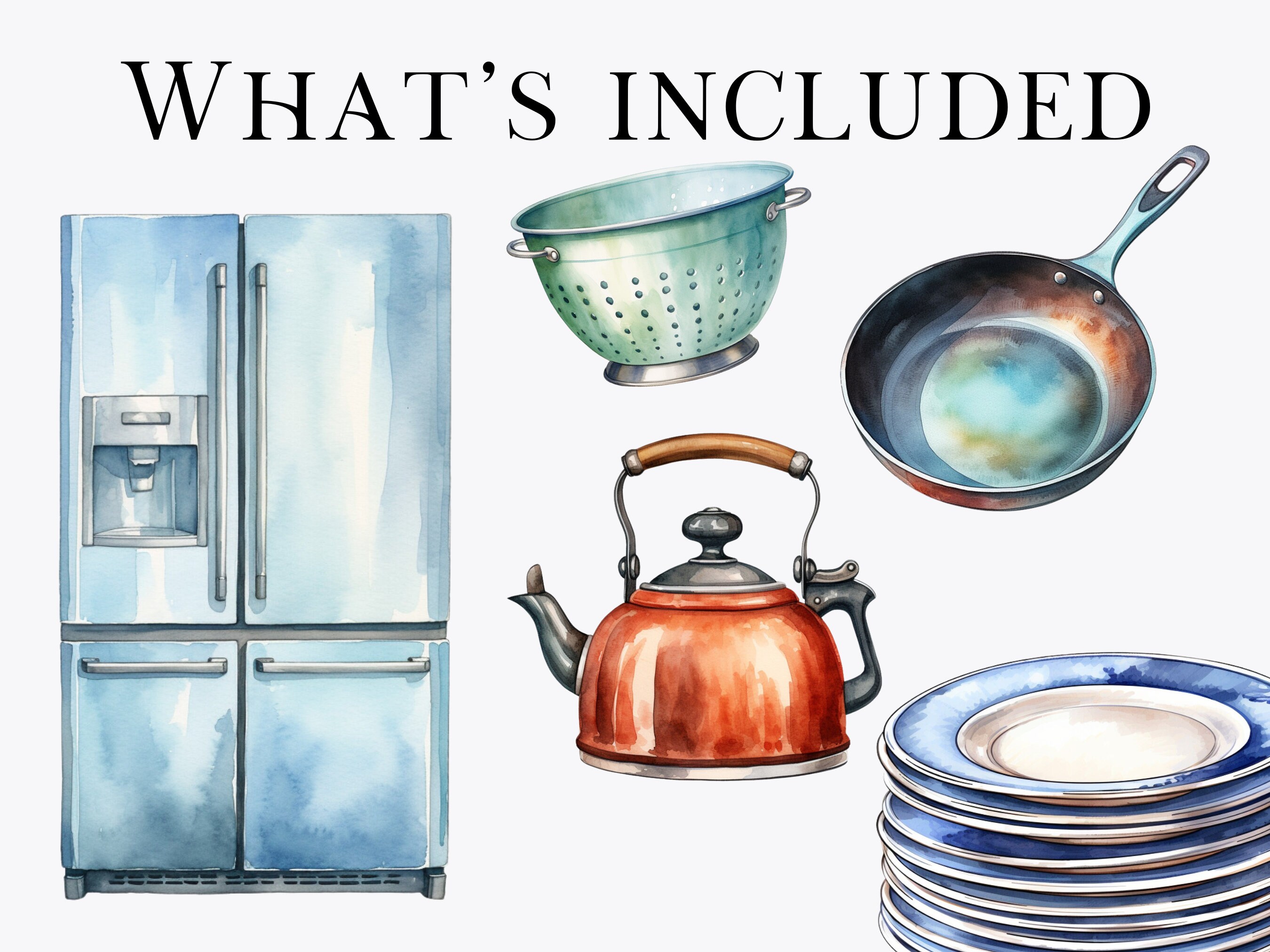 Watercolor Farmhouse Kitchen Clipart Kitchen Decor Country Clip Art ...