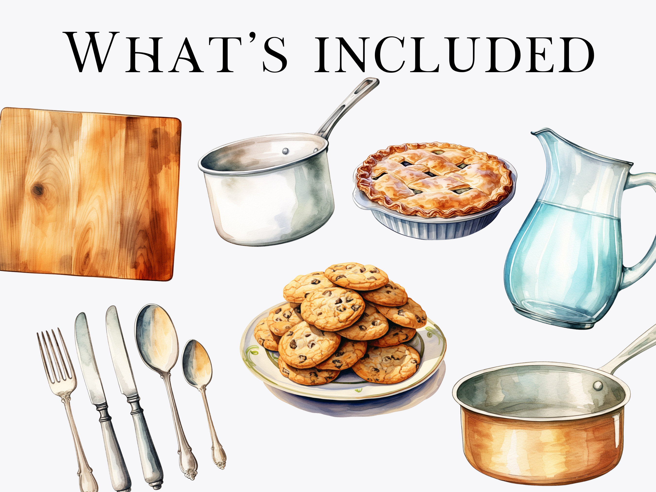 Watercolor Farmhouse Kitchen Clipart - Kitchen Decor | Country Clip Art ...