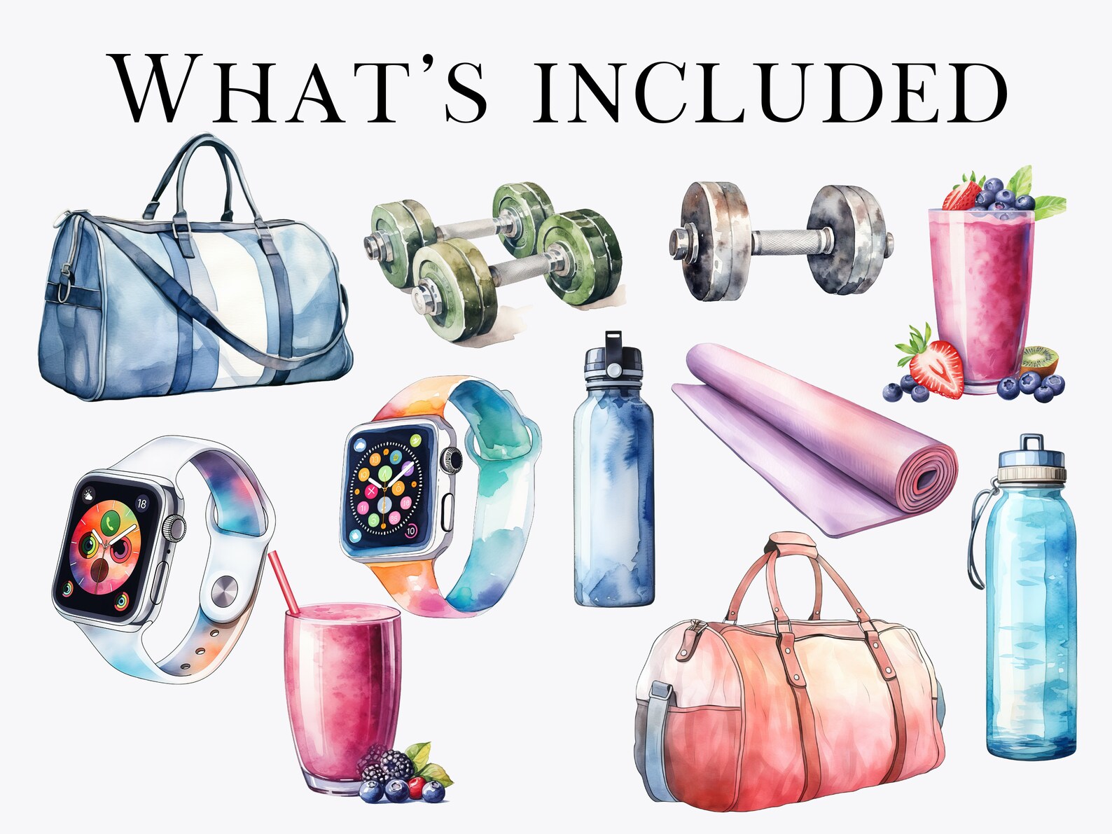 Watercolor Home Gym Clipart - Fitness Girl | Health & Wellness Clip Art ...