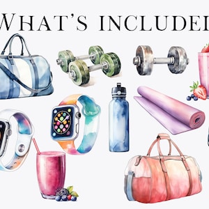 Watercolor Home Gym Clipart - Fitness Girl | Health & Wellness Clip Art ...