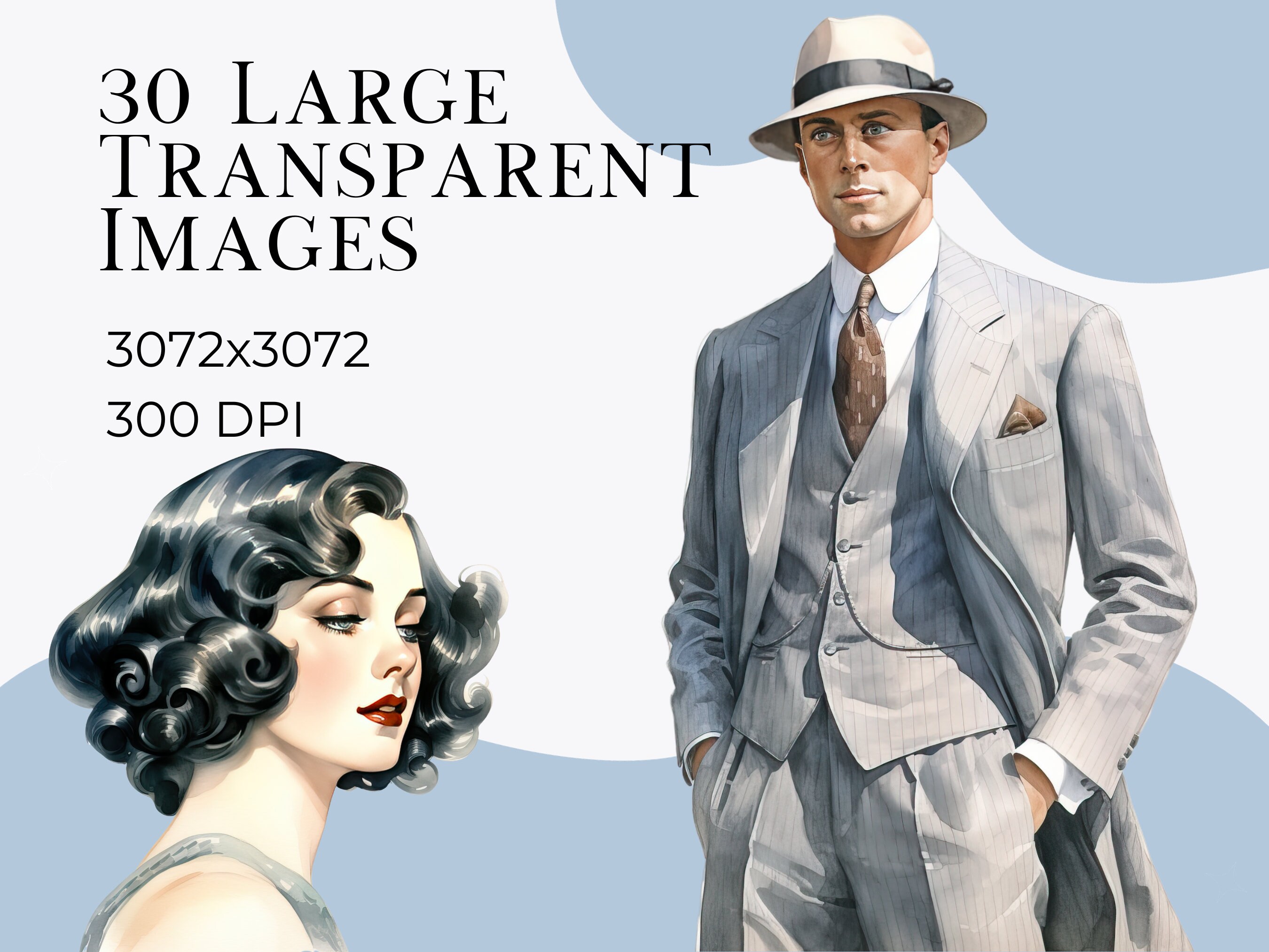 Watercolor 1920s Fashion Clipart - Vintage Fashion | Vintage Clip Art ...