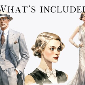 Watercolor 1920s Fashion Clipart - Vintage Fashion | Vintage Clip Art ...