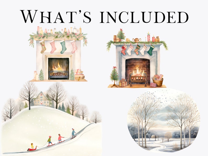 Watercolor Winter Wonderland Clip Art Bundle: Festive Christmas Pngs ...