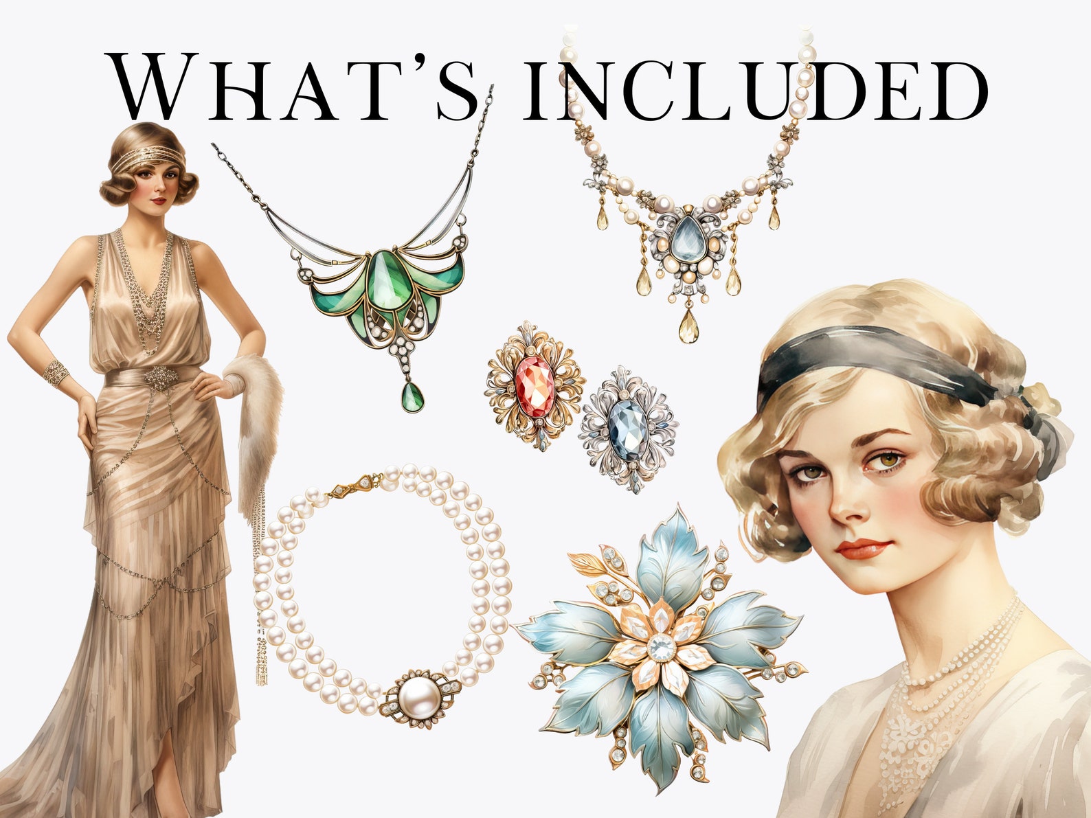 Watercolor 1920s Fashion Clipart - Vintage Fashion | Vintage Clip Art ...