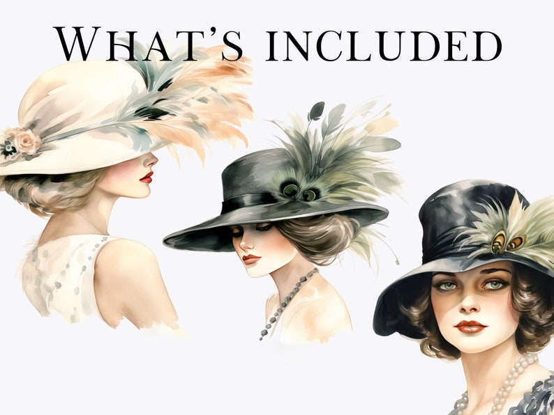 Watercolor 1920s Fashion Clipart - Vintage Fashion | Vintage Clip Art ...