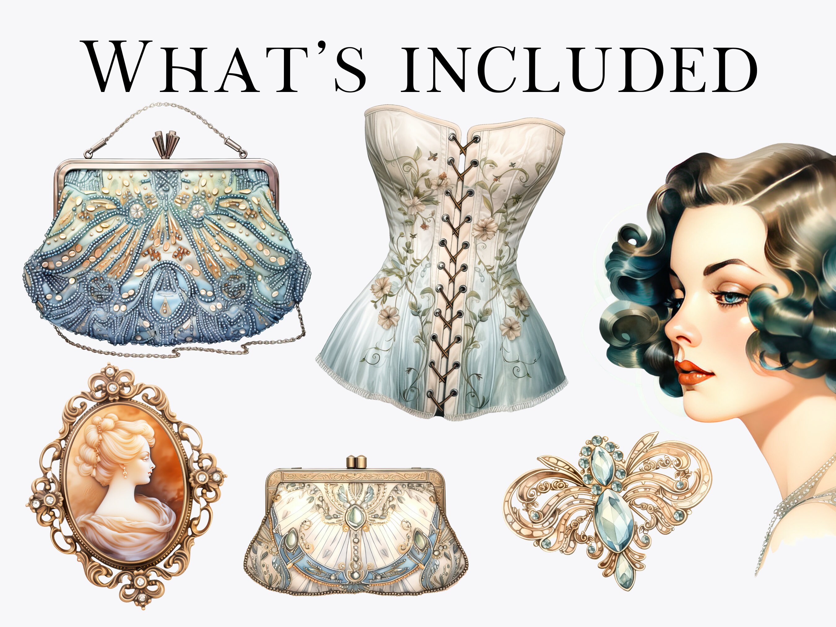 Watercolor 1920s Fashion Clipart - Vintage Fashion | Vintage Clip Art ...