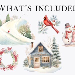 Watercolor Winter Wonderland Clip Art Bundle: Festive Christmas Pngs ...