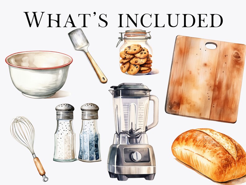 Watercolor Farmhouse Kitchen Clipart - Kitchen Decor | Country Clip Art ...