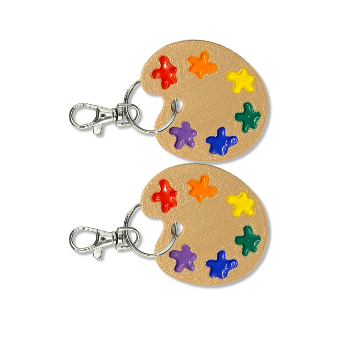 Rainbow Paint Palette Color Keychains quantity 2 - Etsy