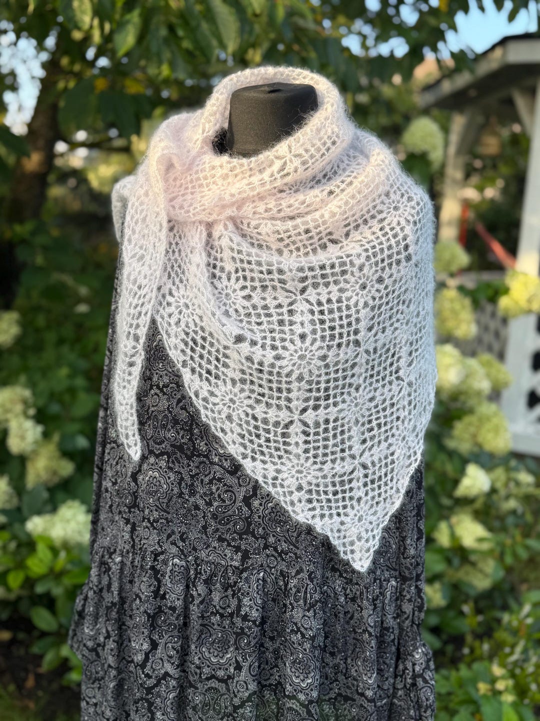 Hand Crocheted Kid Mohair Silk Triangle Scarf: Wedding Shawl - Etsy