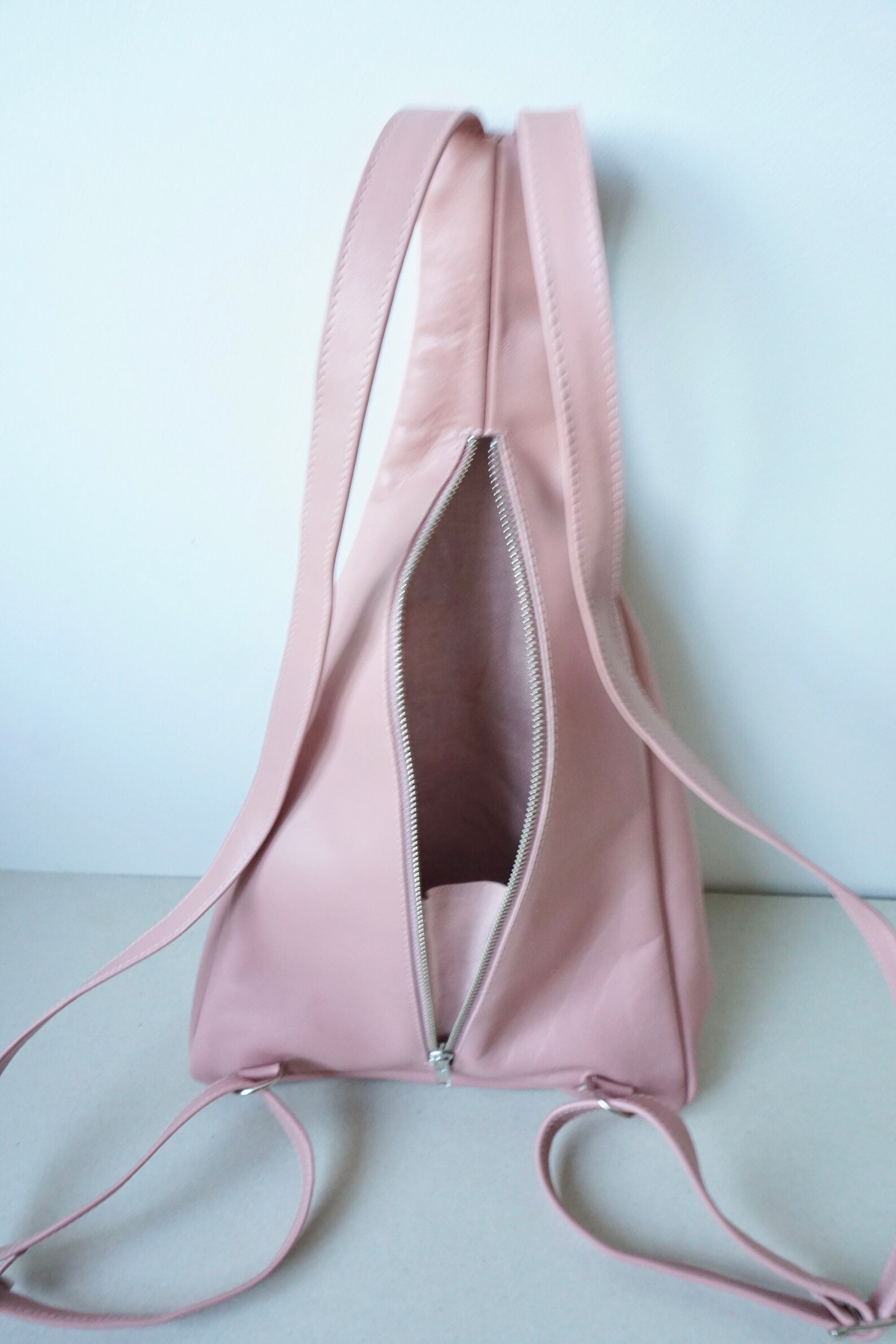 Pink Calf Leather Backpack / Minimalist Leather Bag / Lined / | Etsy
