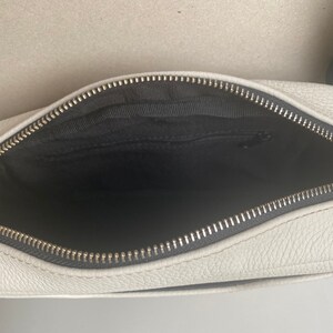 Light Grey Leather Crossbody Bag / Camera Bag/ Textured Leather ...