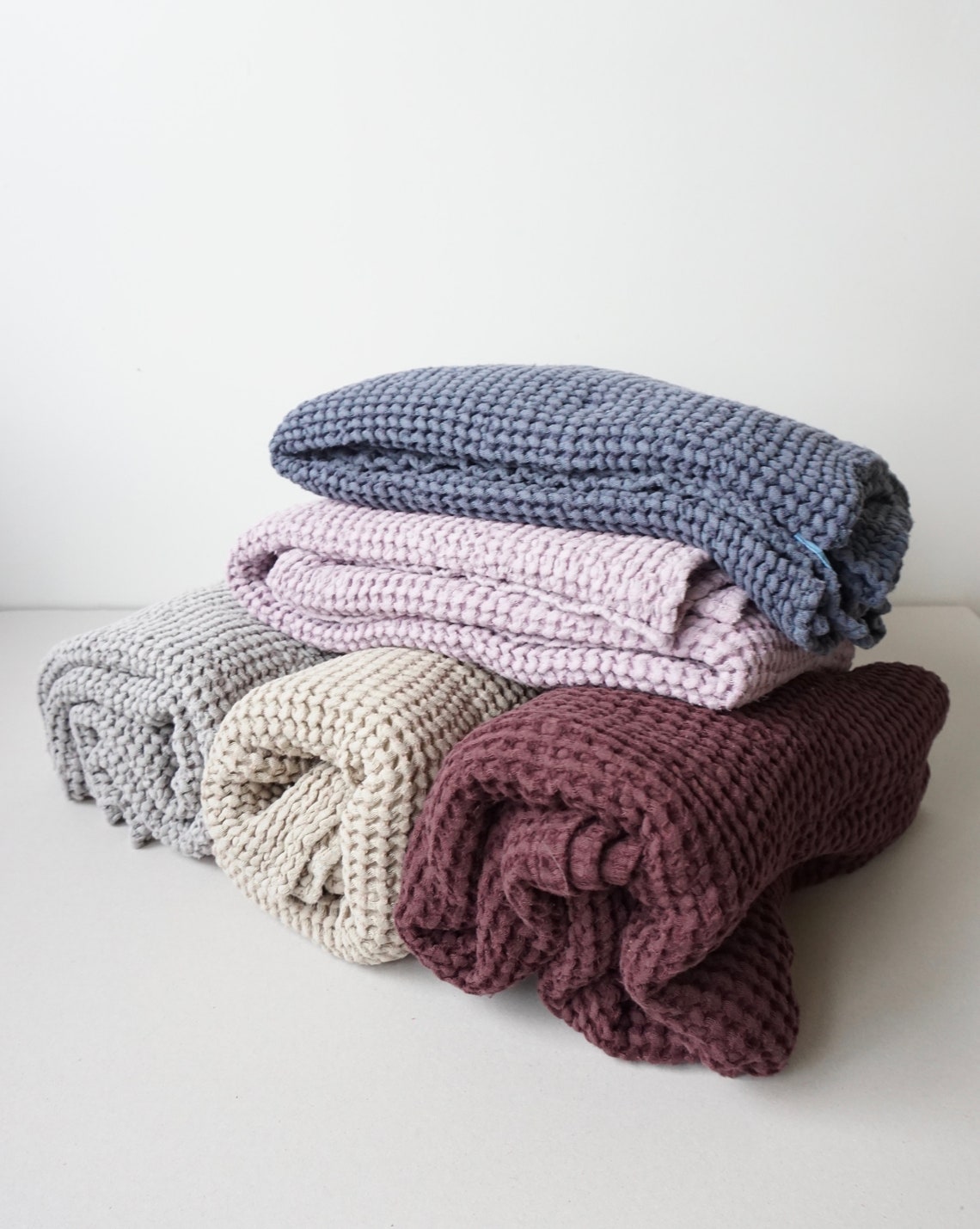 Large Waffle Textured Linen Towel / Linen and Cotton Bath - Etsy