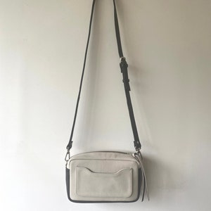 Light Grey Leather Crossbody Bag / Camera Bag/ Textured Leather ...