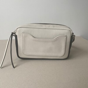 Light Grey Leather Crossbody Bag / Camera Bag/ Textured Leather ...