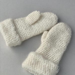 White Soft Handknit Mohair Mittens/ Chunky Crochet Mittens / Ready to ...