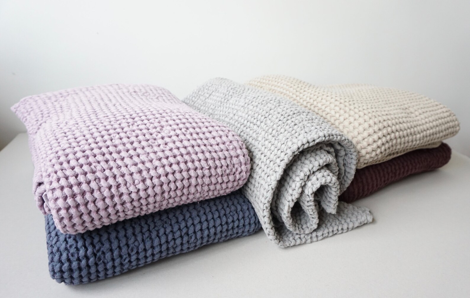 Large Waffle Textured Linen Towel / Linen and Cotton Bath - Etsy