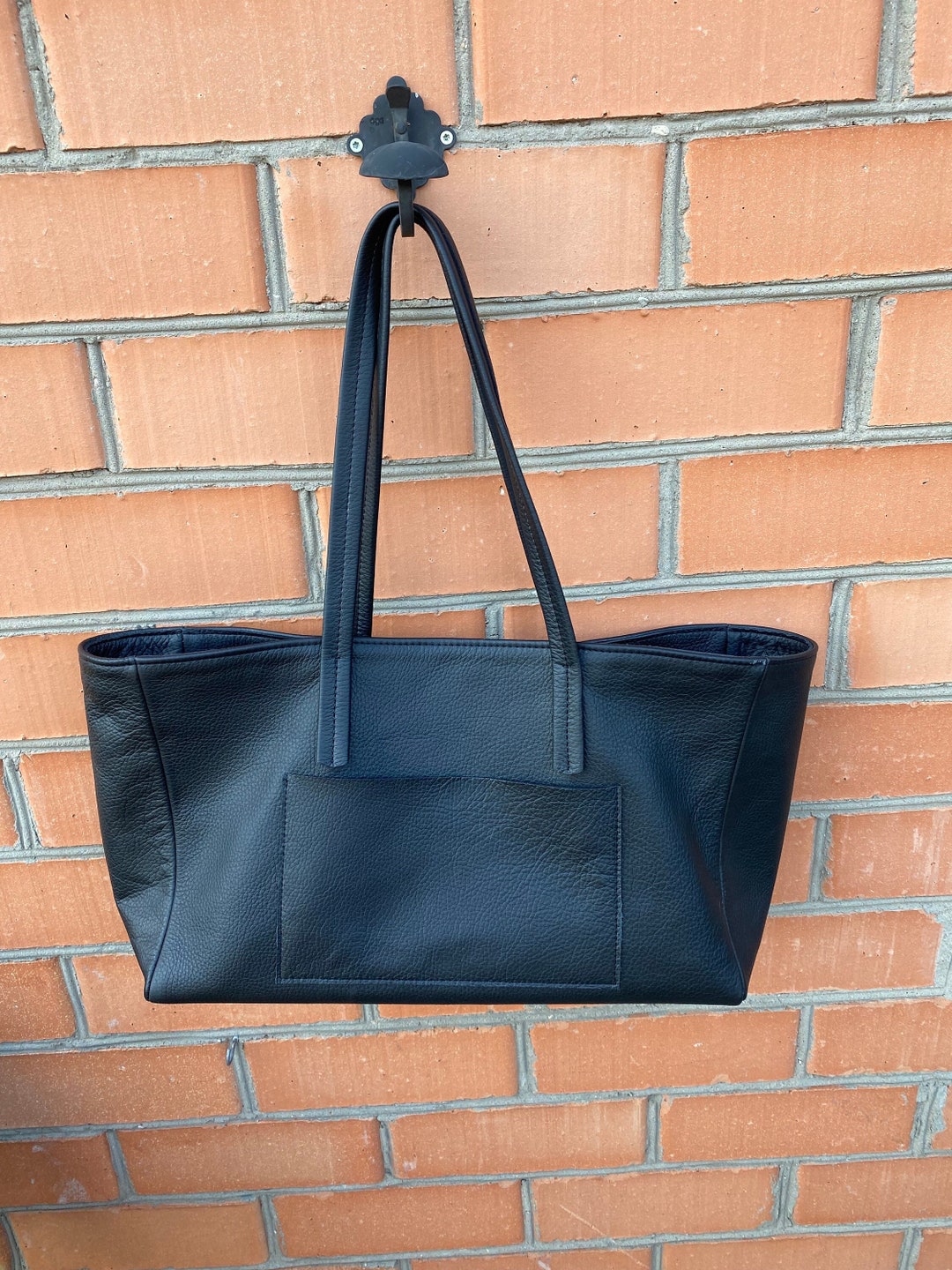 Black Calf Leather Tote Bag: Soft Unlined Shopper - Etsy