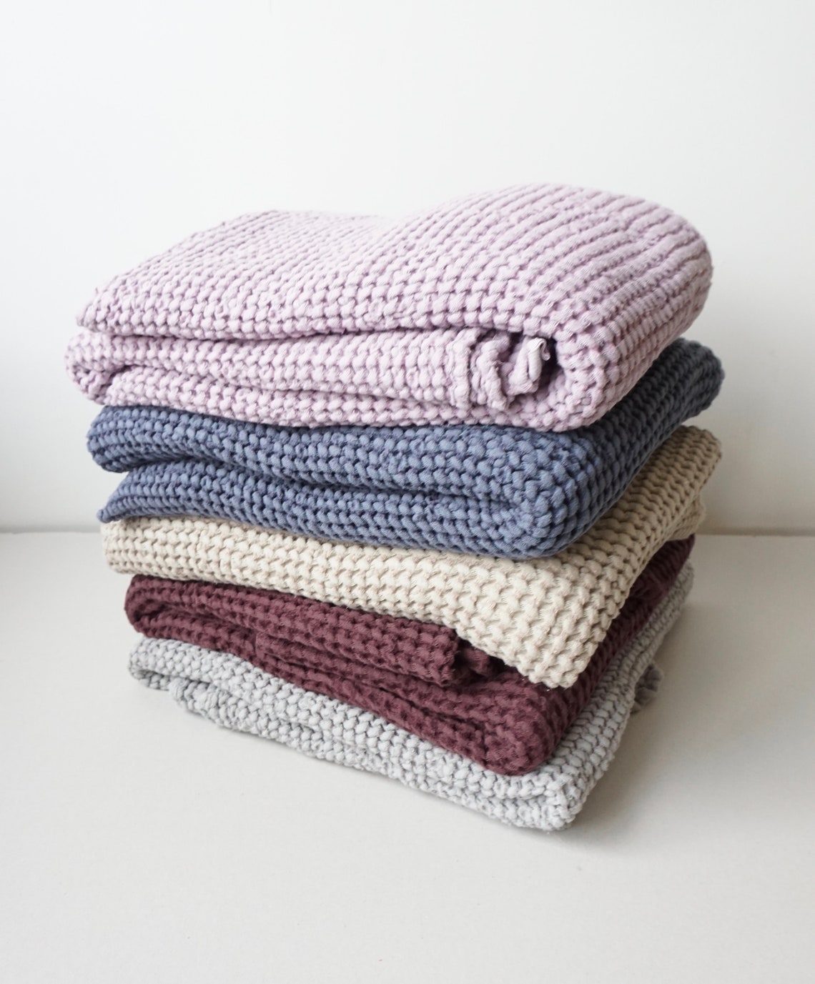 Large Waffle Textured Linen Towel / Linen and Cotton Bath - Etsy