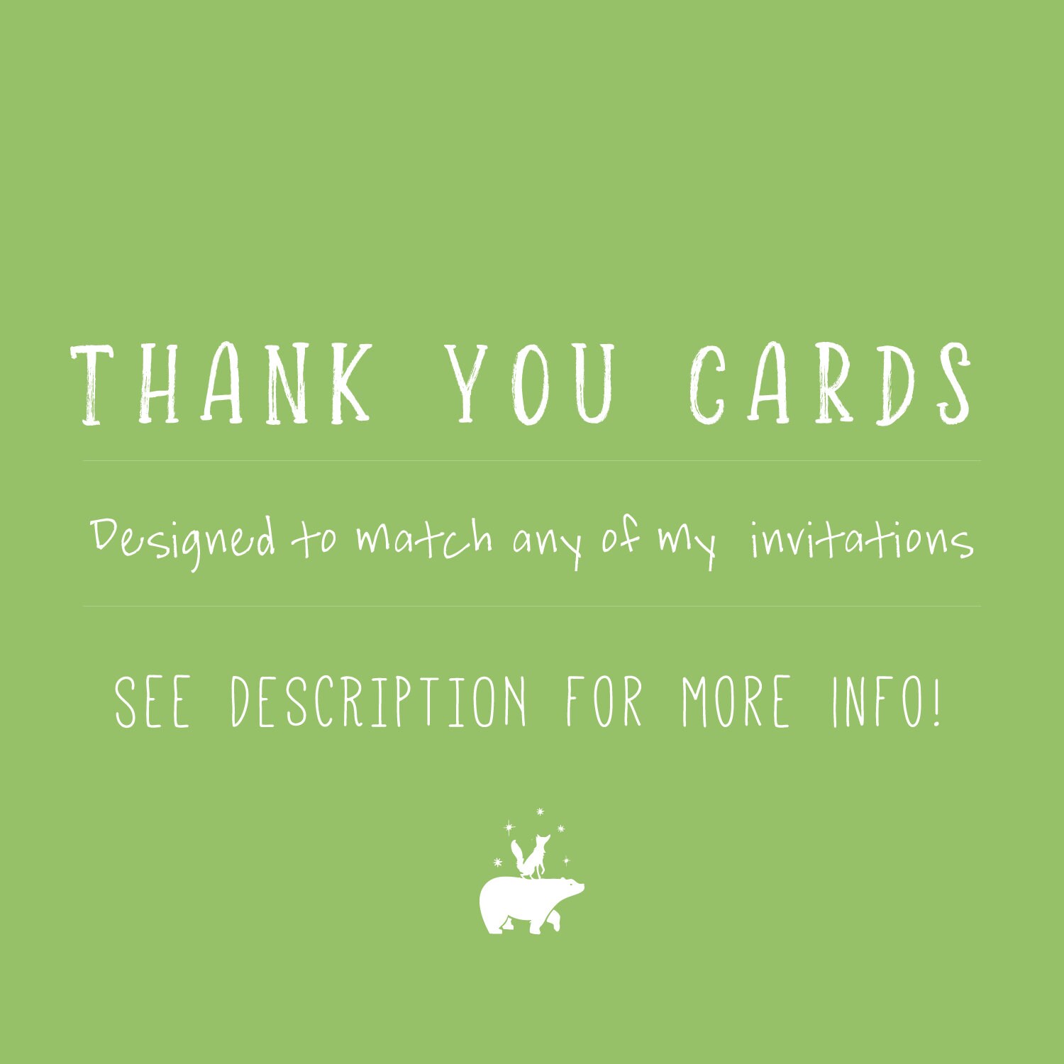 Matching Printable Thank you cards Postcard or folded design | Etsy