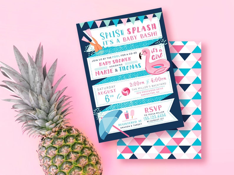 Pool Baby Shower Invitation Splish Splash Baby Bash Summer - Etsy