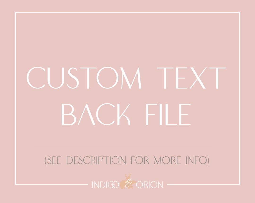 Matching Custom Text BACKSIDE Invitation File Design | Backer File ...