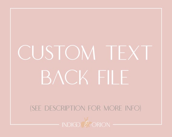 Matching Custom Text BACKSIDE Invitation File Design Backer | Etsy