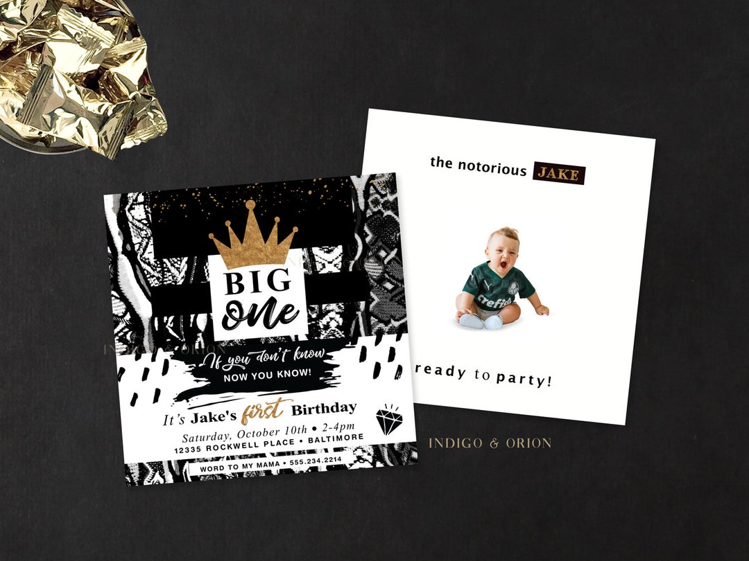 BIG 1 Invitation, 90s Themed Birthday Party Invitations, Hip Hop Hooray ...