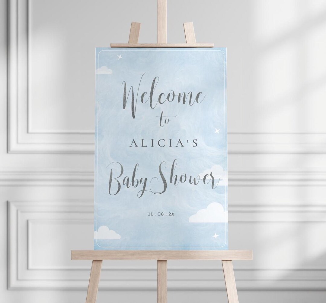 Heaven Sent Blue and Silver Welcome Sign Template, 18x24 & 24x36 - Etsy