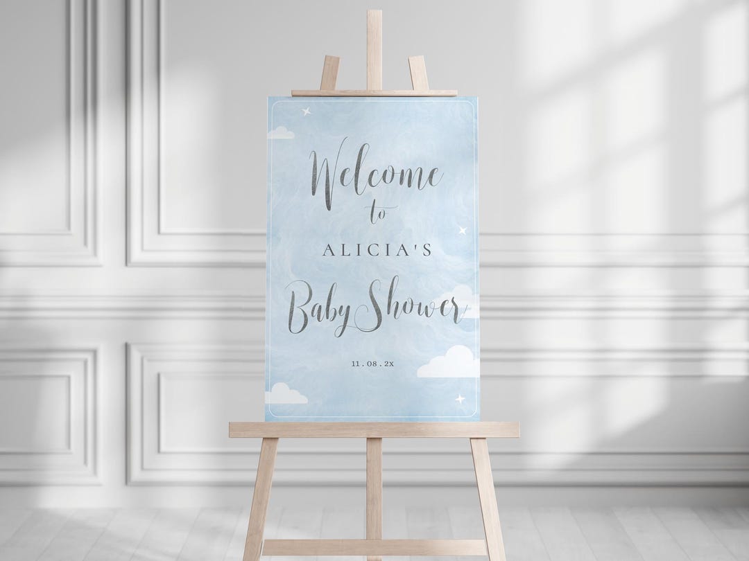 Heaven Sent Blue and Silver Welcome Sign Template, 18x24 & 24x36 - Etsy