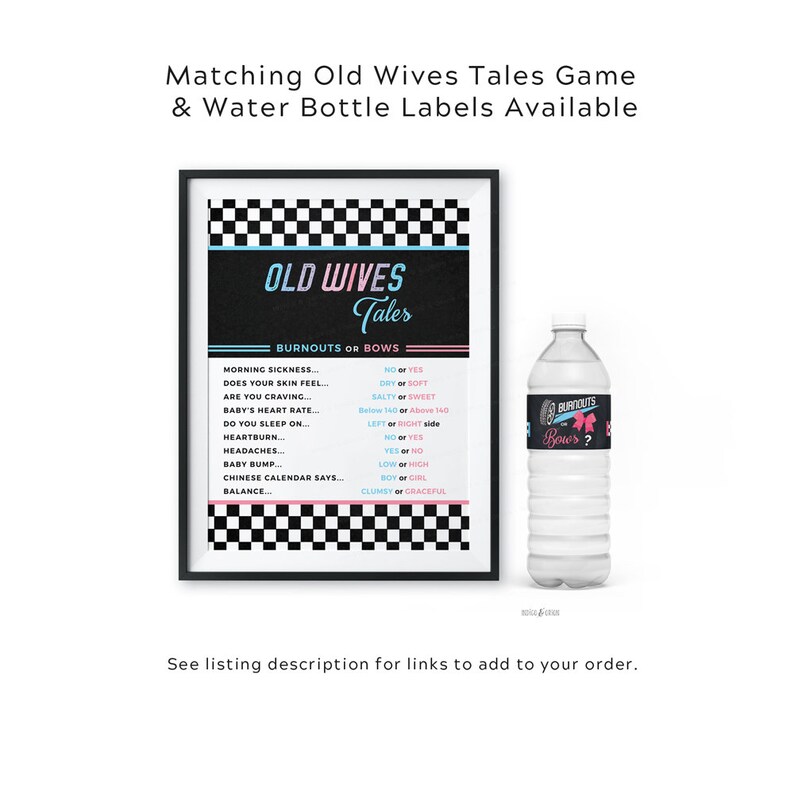 Burnouts Or Bows Gender Reveal Invitation Racing Theme Gender Etsy