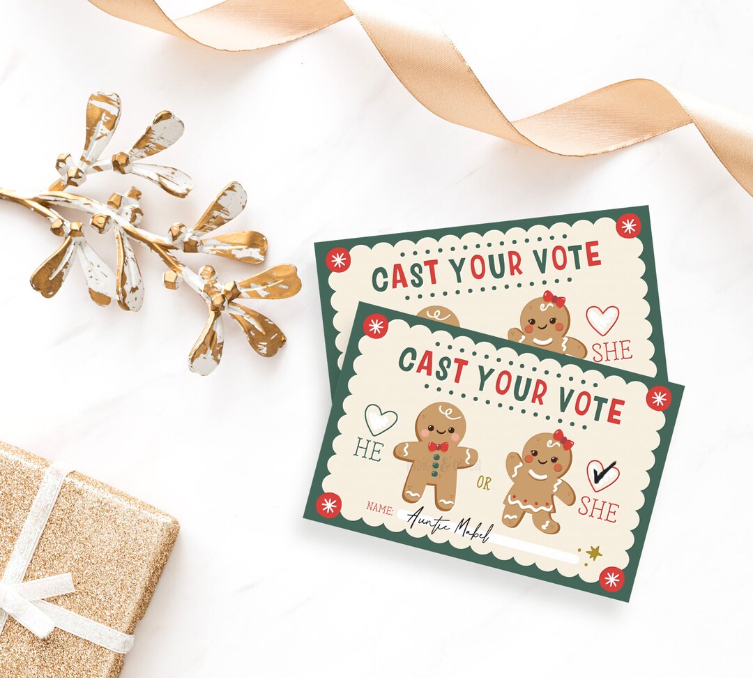 Gingerbread Gender Reveal Voting Cards, He or She Game (printable) - Etsy